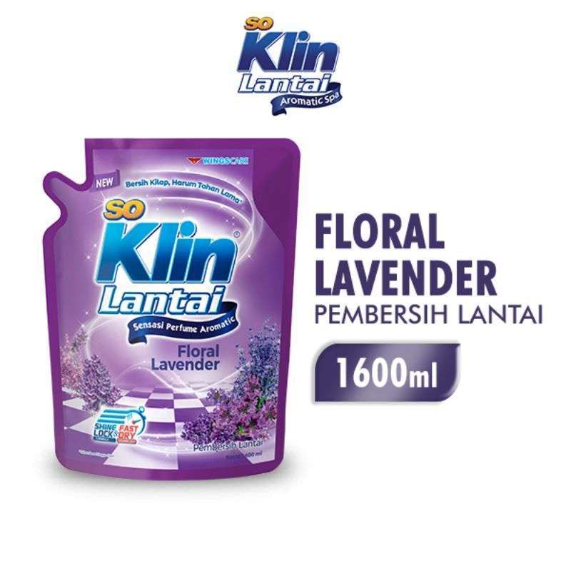 Promo So Klin Pembersih Lantai Lavender Ungu Pouch 1600 Ml [2 Pcs ...
