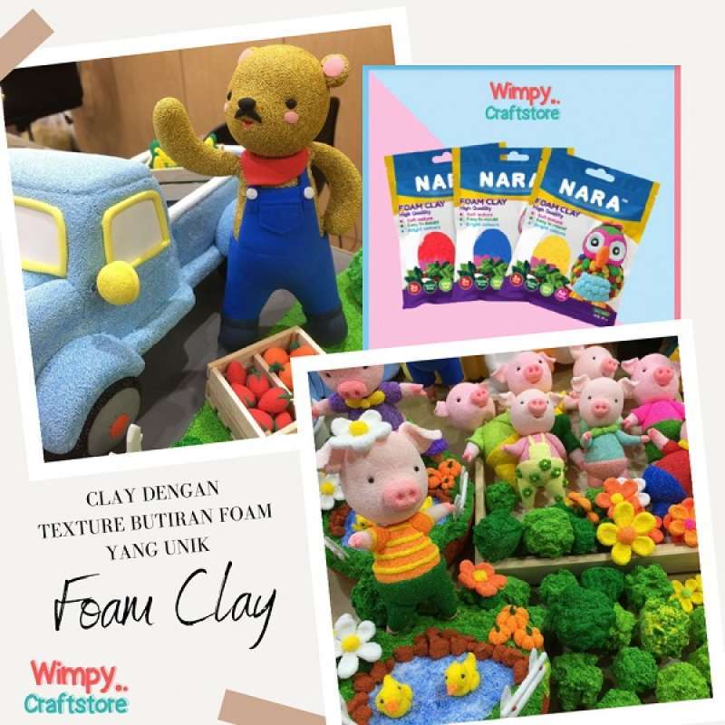 Jual NARA Foam Clay Air Dry Clay Crunchy Clay Iclay Jumping Modelling ...