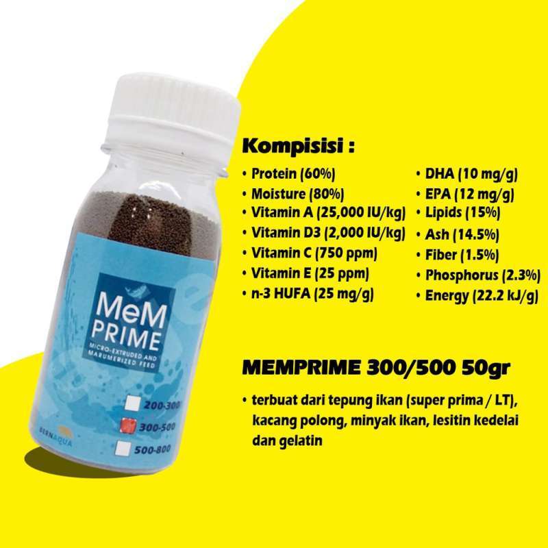Jual PELET MEM PRIME 300 500 MIKRON 50 GRAM / PELET CUPANG / MAKANAN ...
