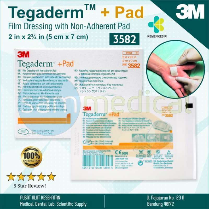 Jual 3M 3582 TEGADERM plus PAD Plester Luka Transparan Anti Air 5x7 cm ...
