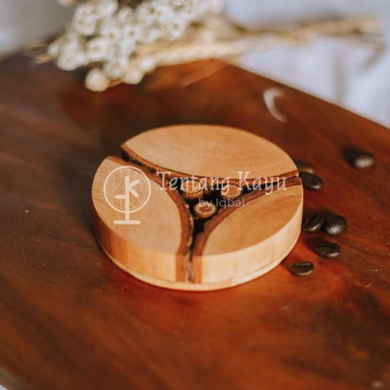 Jual Tatakan Gelas Kayu Alami / Coaster Gelas Kayu Rustik / Tatakan ...