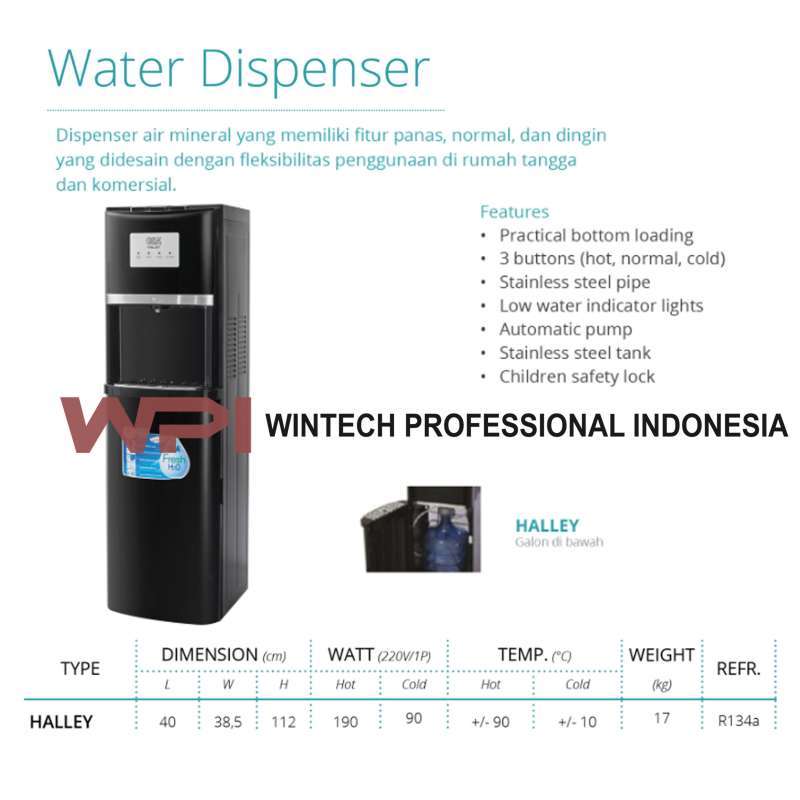 Jual Gea Halley Water Dispenser Air Galon Bawah 3 Kran Panas Normal ...
