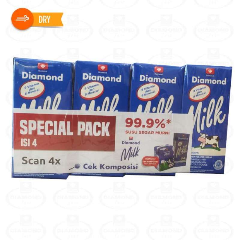 Jual Diamond Uht Milk Full Cream 200 Ml Spc Pack 4 Pcs Di Seller ...
