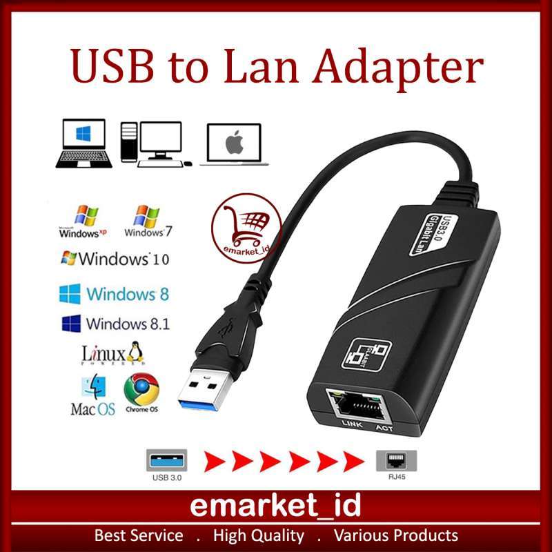 Jual Converter USB 3.0 to LAN Adapter / Ethernet Rj45 Gigabit Network ...