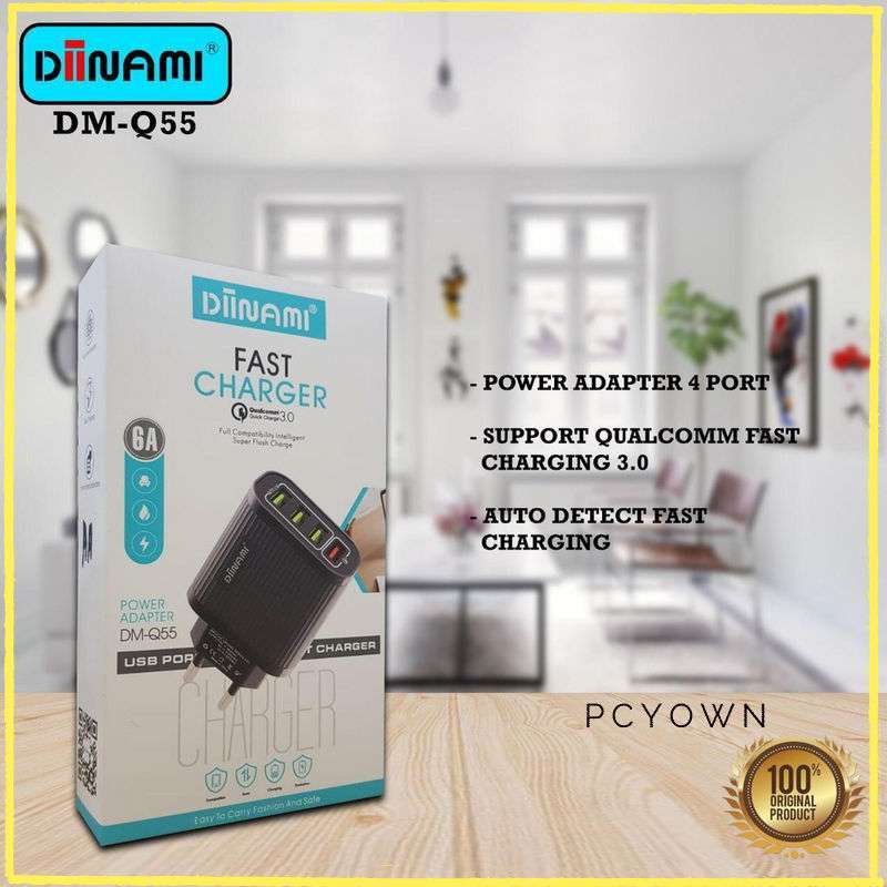 Jual DIINAMI DM-Q55 POWER ADAPTER FAST CHARGER BATOK USB 4 PORT 6A di ...