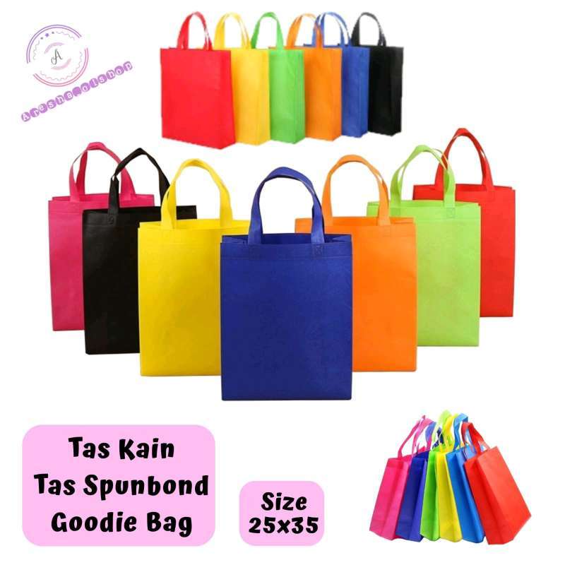 Jual Tas Spunbond Handle Tas Kain Polos Goodie Bag Ukuran 25x35 Cm ...
