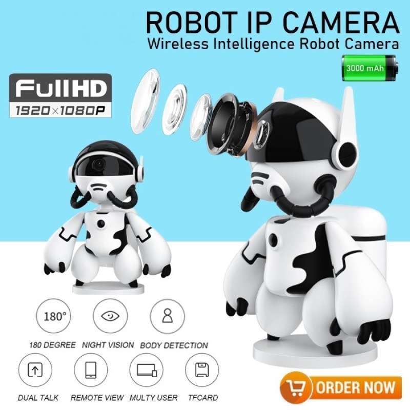 Jual IP Camera ROBOT Wireless Rechargeable FHD 1080P With Night Vision ...
