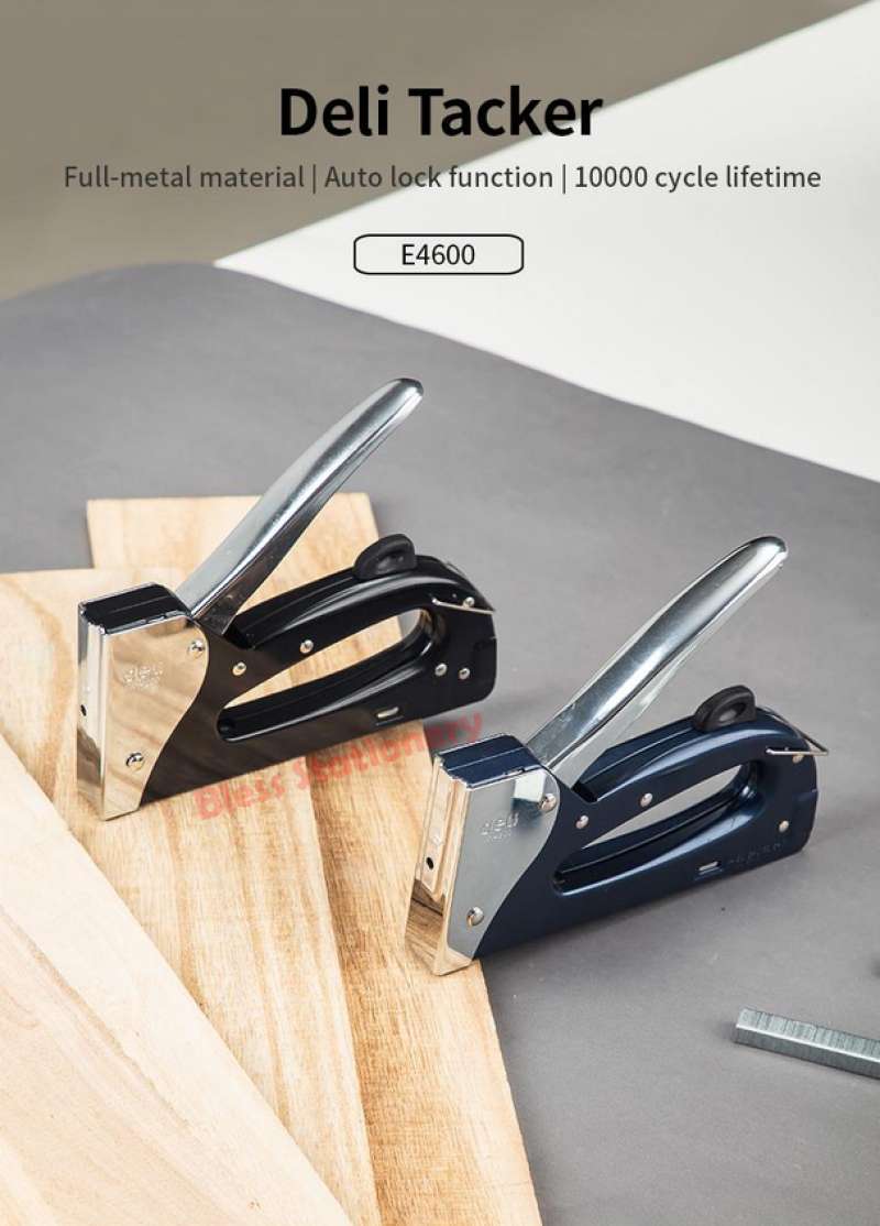 Promo Staples tembak DELI Metal gun tacker Stapler jok motor Stapler ...