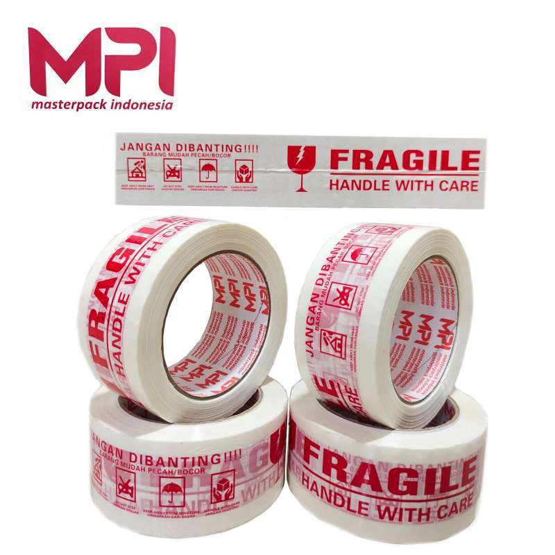 Jual Lakban Fragile Merah Handle With Care 100 METER Jangan Dibanting ...
