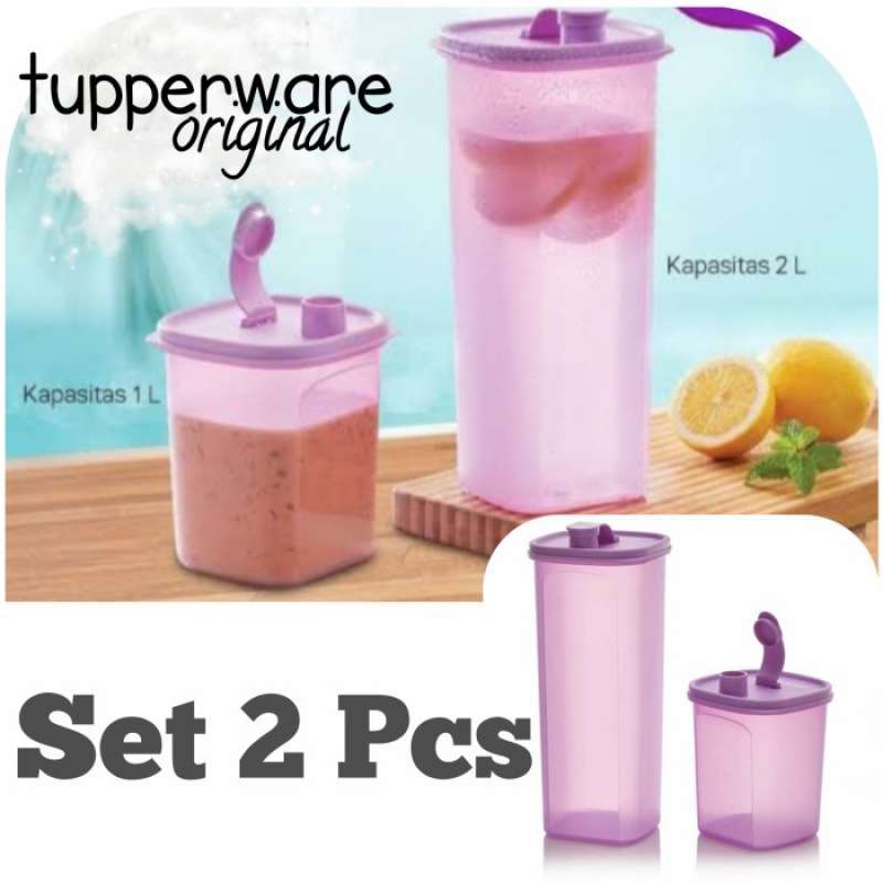 Promo Tupperware Original Pitcher Teko Infused Water Jug 2 Liter Set ...