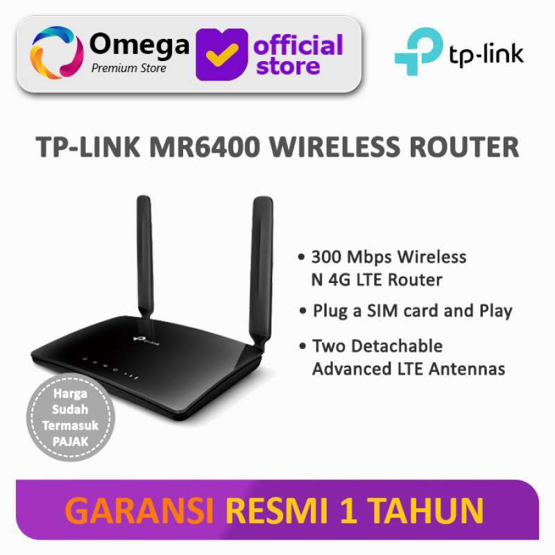 Jual TP-Link TL-MR6400 300Mbps Wireless N 4G LTE Router di Seller Omega Premium Store Official ...