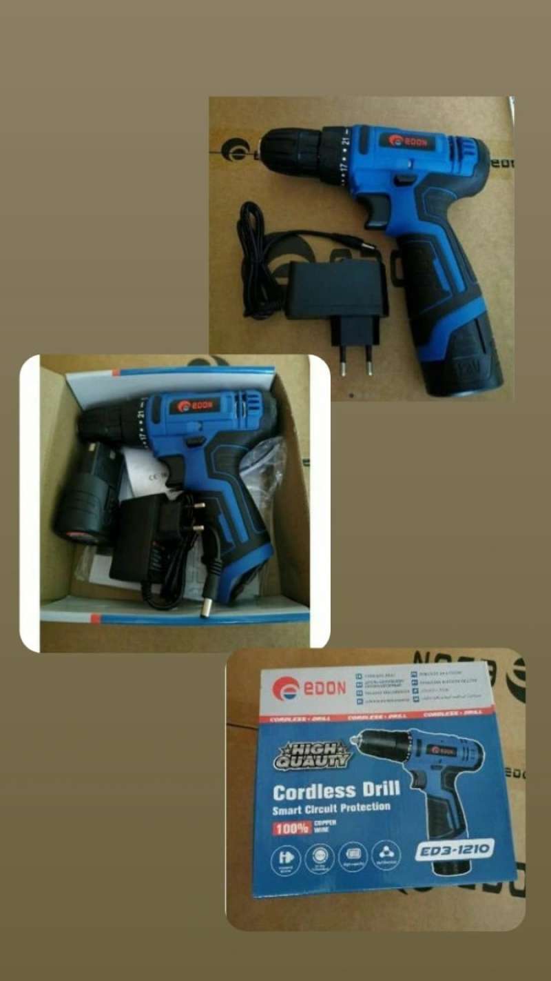 Promo Mesin Bor Cordless Drill 12 Volt Edon Ed3 1210 Bor Batrai Ed3 ...