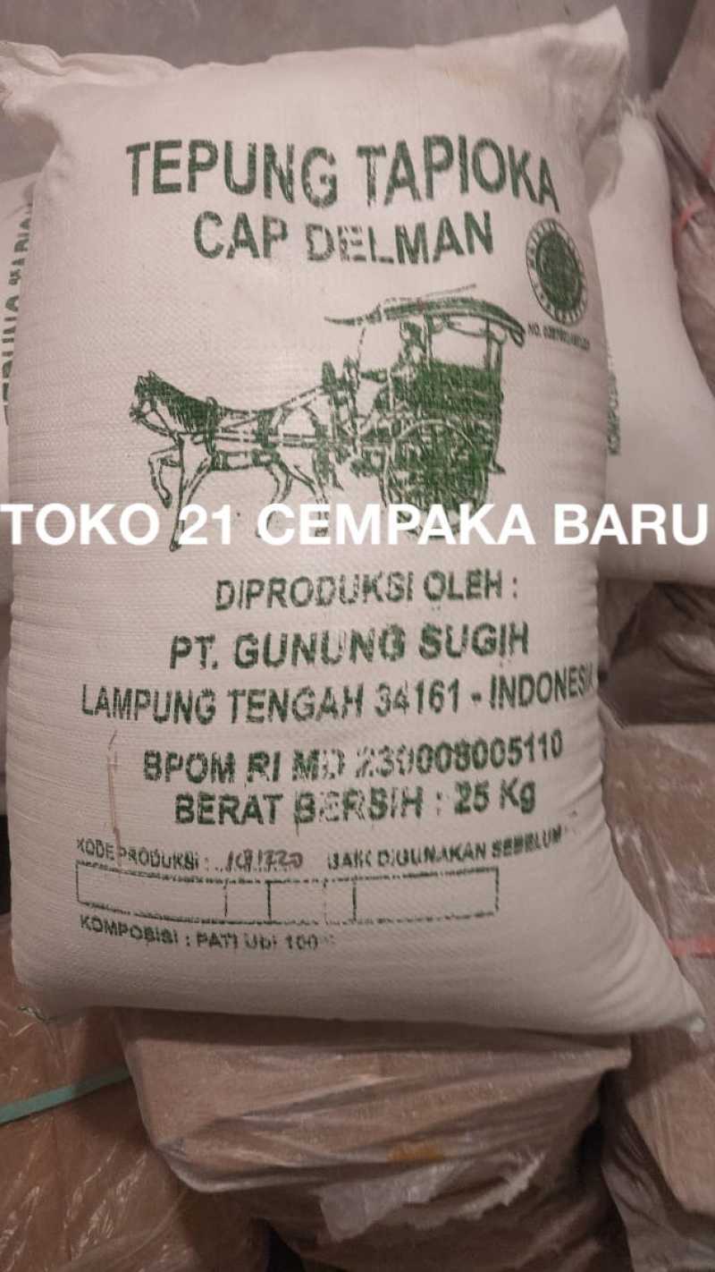 Jual Tepung Tapioka Cap Delman 1 Karung Isi 25 Kg | Sagu Delman 25kg ...