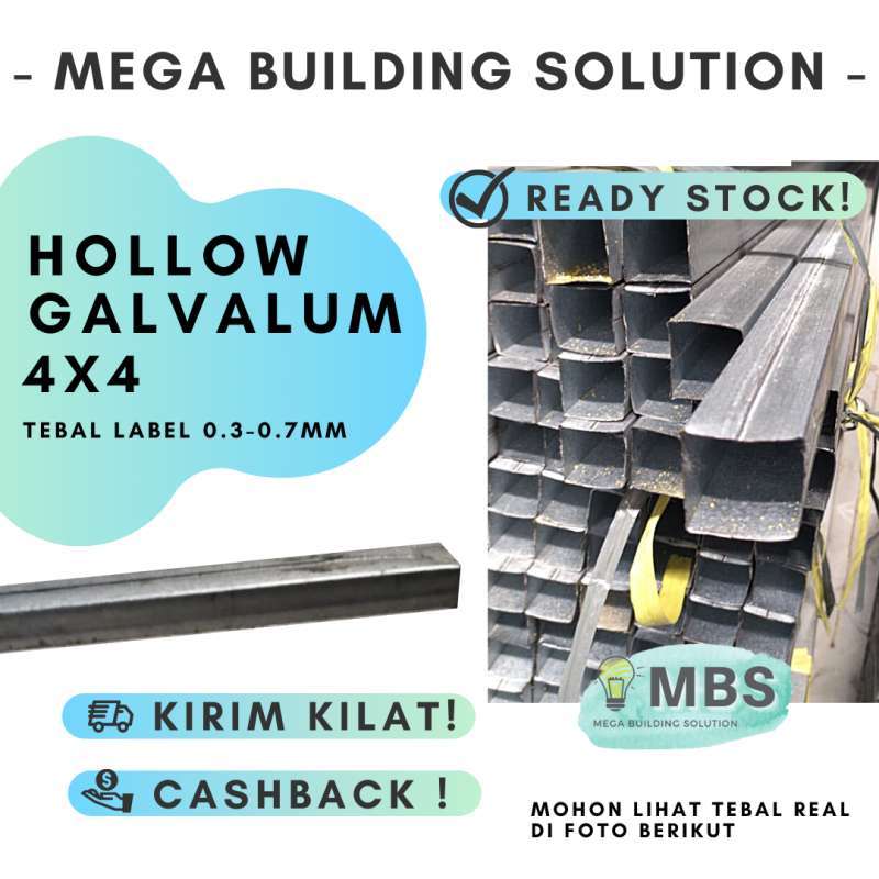 Jual Hollow Galvalum 4x4 Las Holo Gypsum Hollo Gipsum - 0.38mm(0.33) M ...