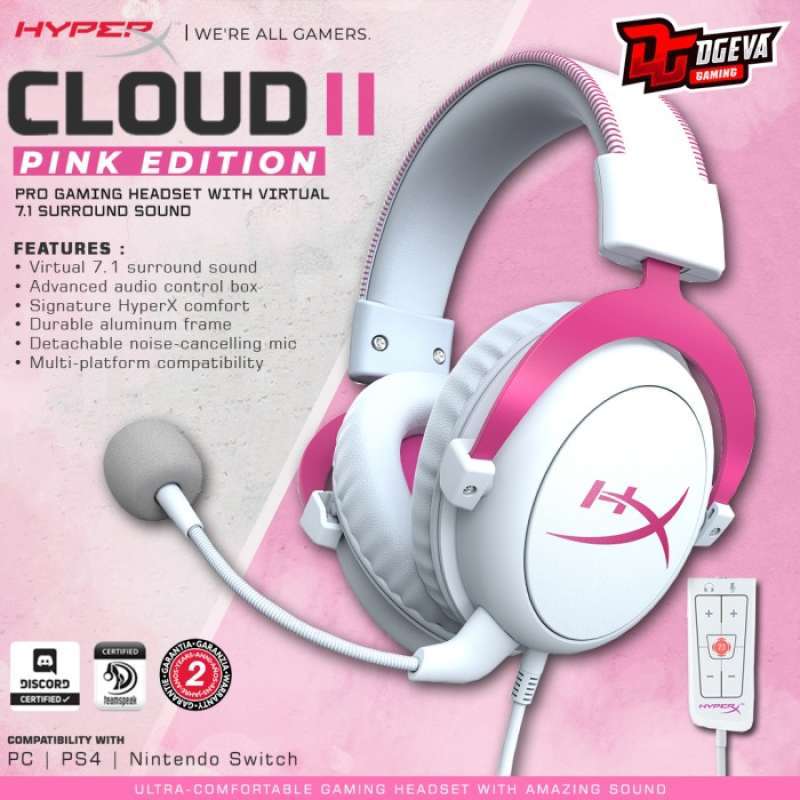 Promo Hyperx Cloud Ii Pink 7.1 Surround Gaming Headset / Hyperx Cloud 2 ...