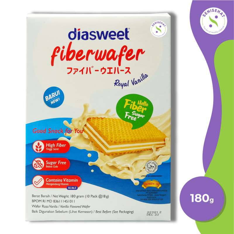 Jual Diasweet Fiber Wafer Vanilla 180 Gr/wafer Bebas Gula/senisehat Di ...