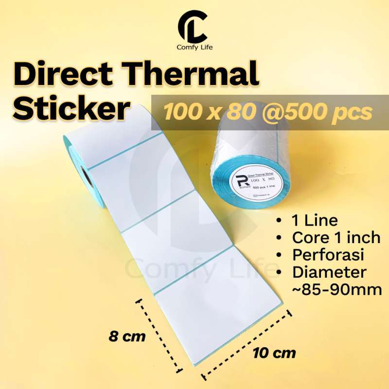 Jual Direct Thermal Sticker [100x80 Mm] Kertas Label Stiker Barcode 1 Line 500 Pcs Di Seller ...