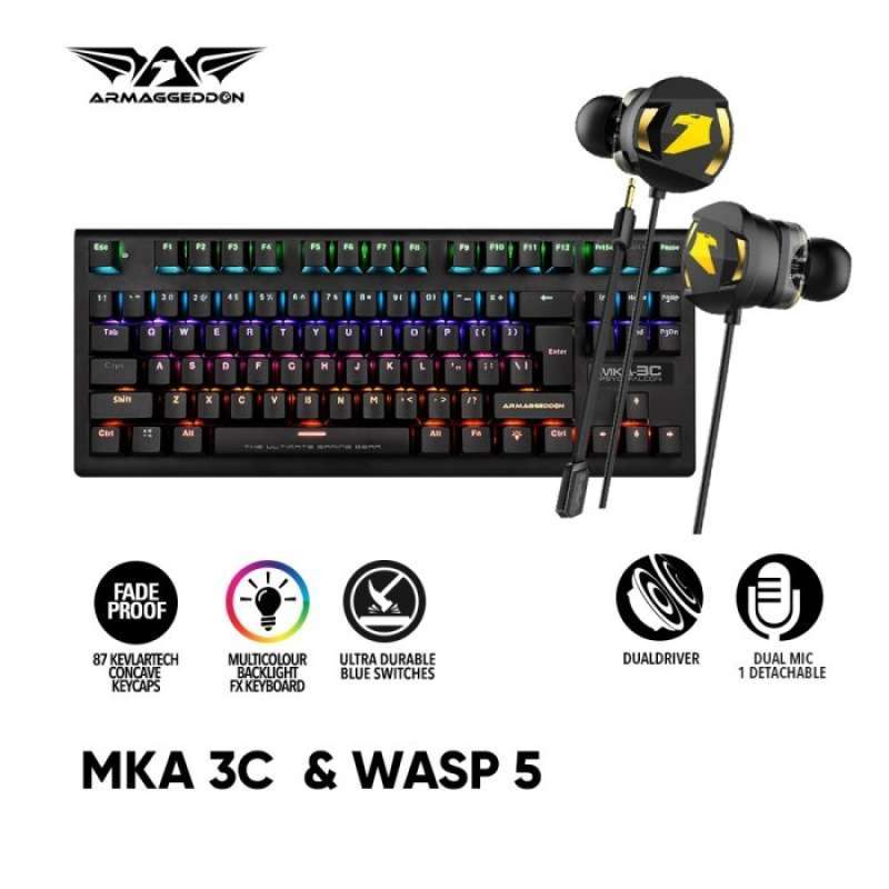 Promo Armaggeddon Tkl Gaming Mecha Keyboard Mka 3C Blue Switch + Wasp 5 ...