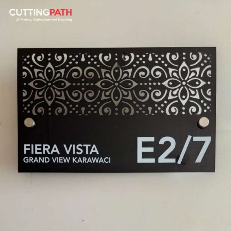 Jual Sign Rumah Akrilik Alamat Dan Nomor Rumah Motif Batik Bunga Di ...