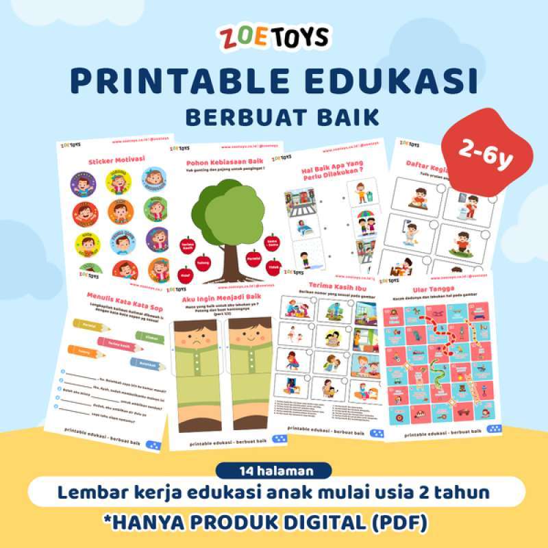 Jual Zoetoys Printable Edukasi Book Worksheet Toddler Lembar Kerja ...