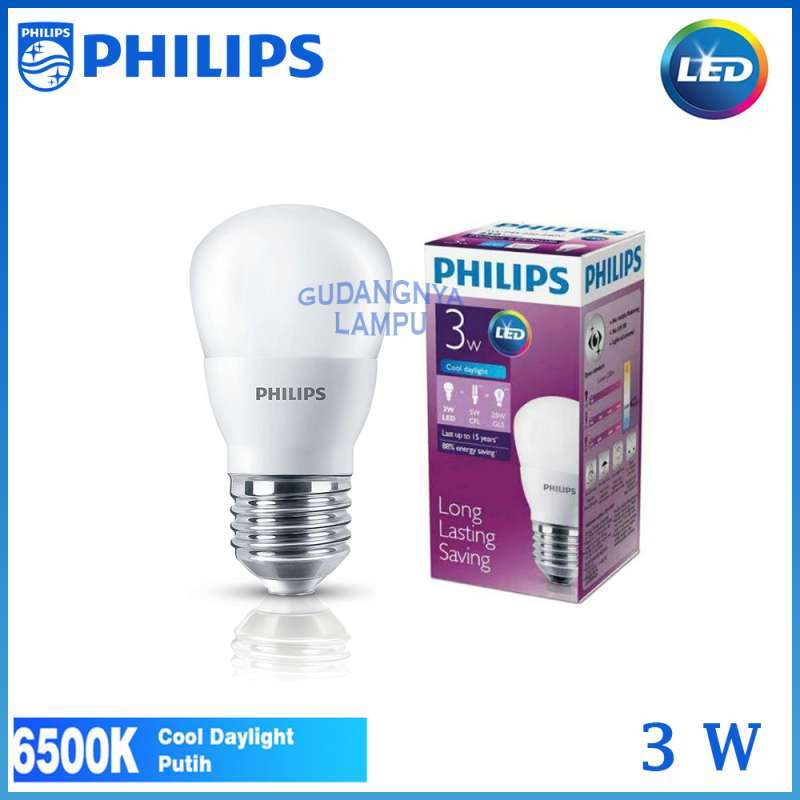 Jual Lampu Bohlam LED Philips 3 Watt Putih/Cool Daylight (3W 3 W 3Watt ...