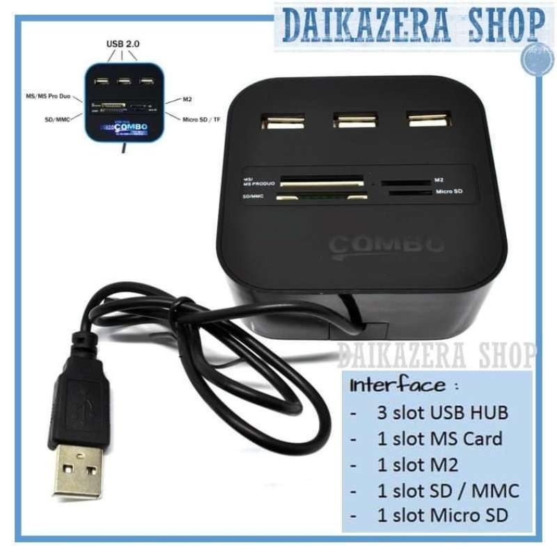 Jual Combo Multi Card Reader + 3 Usb Hub 2.0 Splitter Di Seller ...