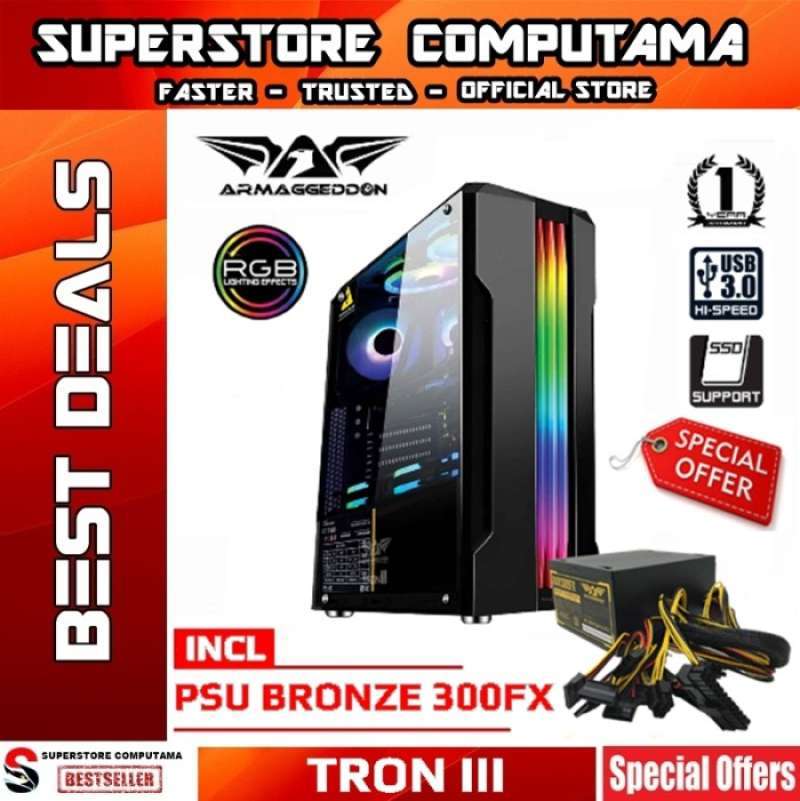 Promo Armaggeddon Tron Iii - Atx Gaming Case Tempered Glass - Casing ...