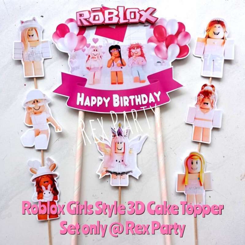 Jual Roblox Girl Cake Topper/Roblox Girls Style 3D Cake Topper/Roblox ...