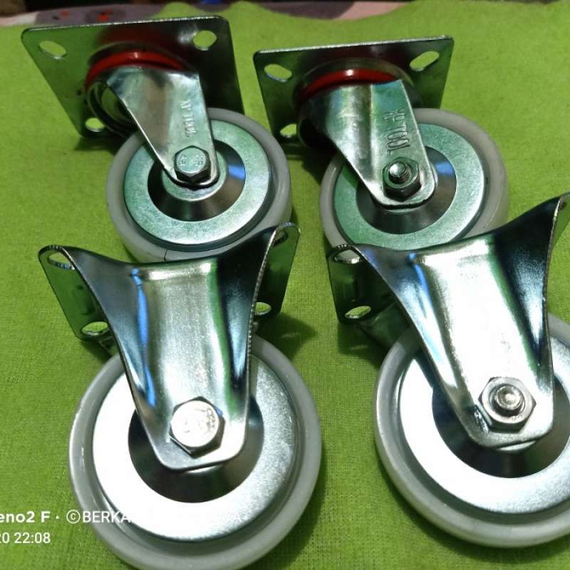 Promo Roda Troli Nilon 3 Inch/Roda Etalase 2 Hidup+2 Mati/Set Diskon 12 ...