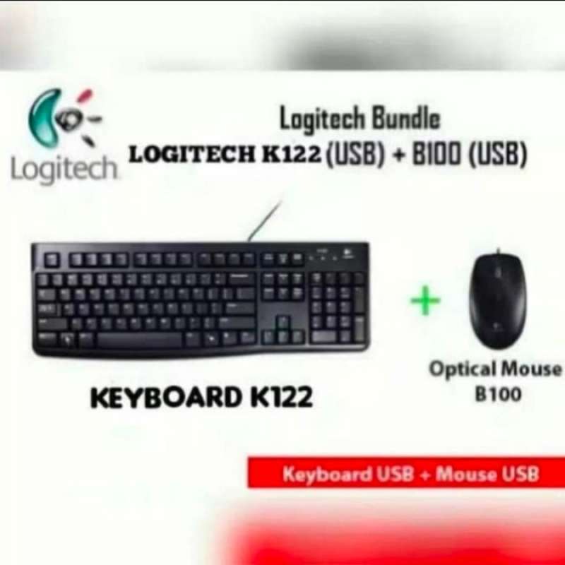 Jual PAKET KEYBOARD LOGITECH + MOUSE LOGITECH B100 OPTICAL USB -100% ...