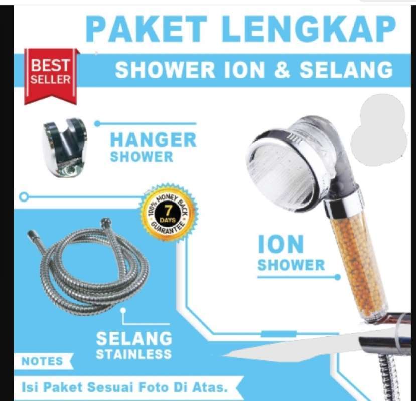 Jual PAKET KOMPLIT super shower ion dan selang shower SIAP PAKAI Bening ...