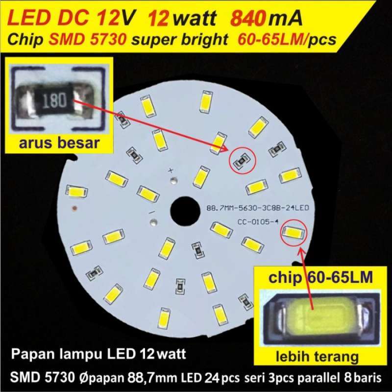 Jual PAPAN + LED SMD 5730 12 WATT 840 MA DC 12 VOLT di Seller Lingga_seller - Pegadungan, Kota ...