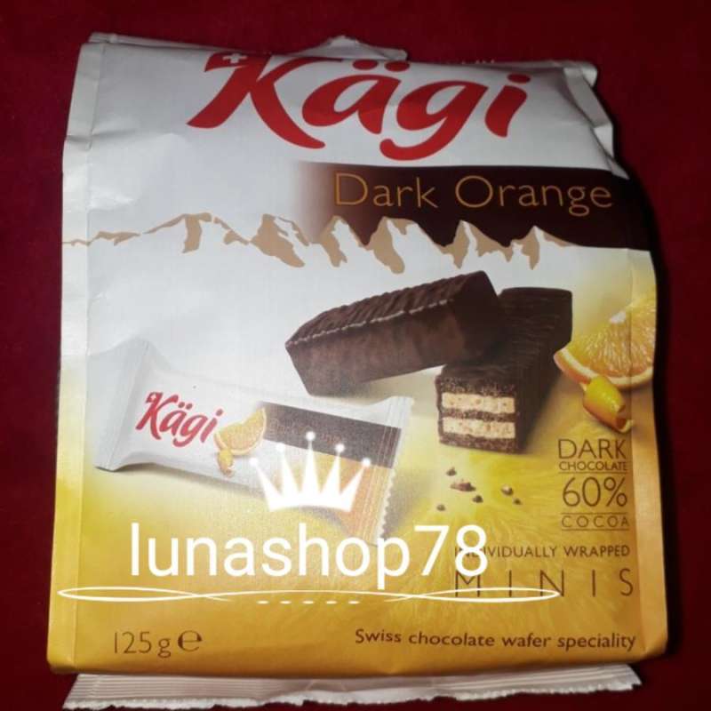 Jual Wafer salut coklat hitam rasa jeruk Kagi Dark Orange minis 125g di ...
