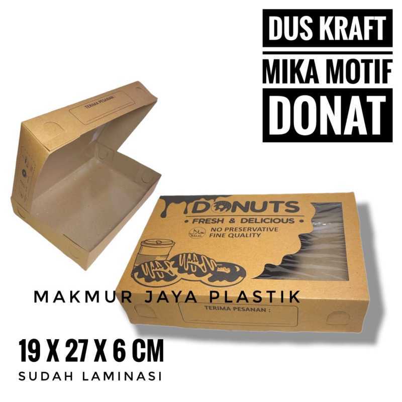 Jual [ DUS DONAT MIKA ] PAPER BOX KRAFT MOTIF DUS COKLAT TEMPAT ROTI di ...