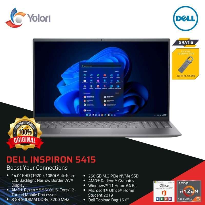 Promo Dell Inspiron 5415 [r5-5500u, 8gb, 256gb, Amd Radeon, Windows 11 ...