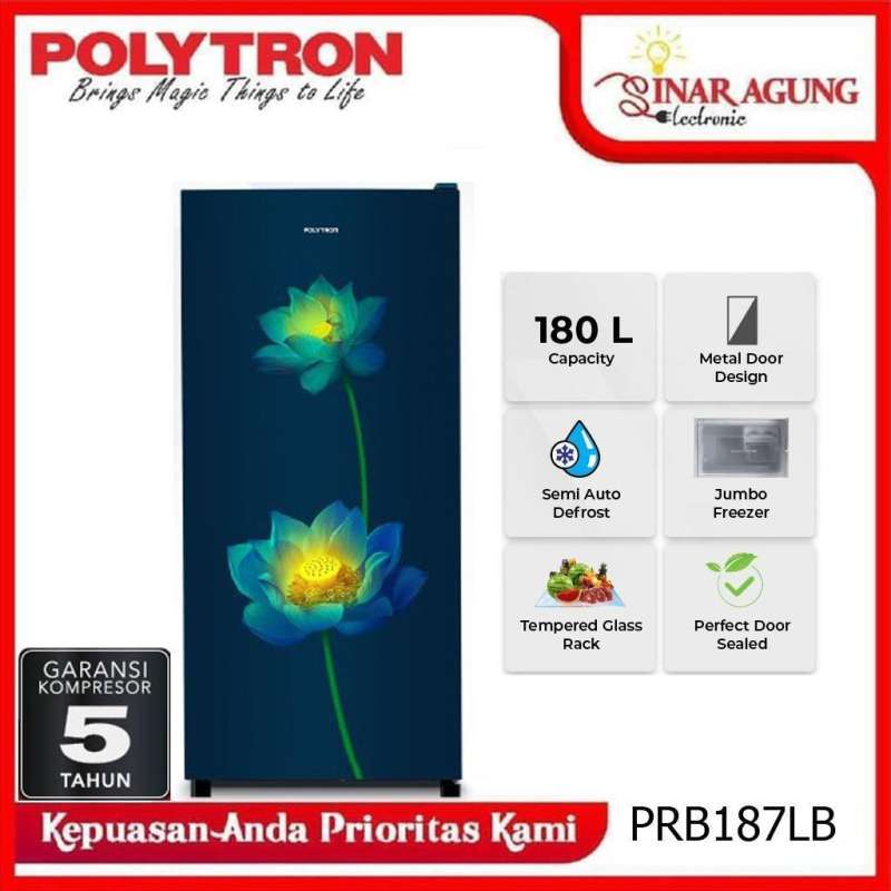 Promo KULKAS POLYTRON 1 PINTU PRB 187 LB / PRB-187LB 180L 100% ORI ...
