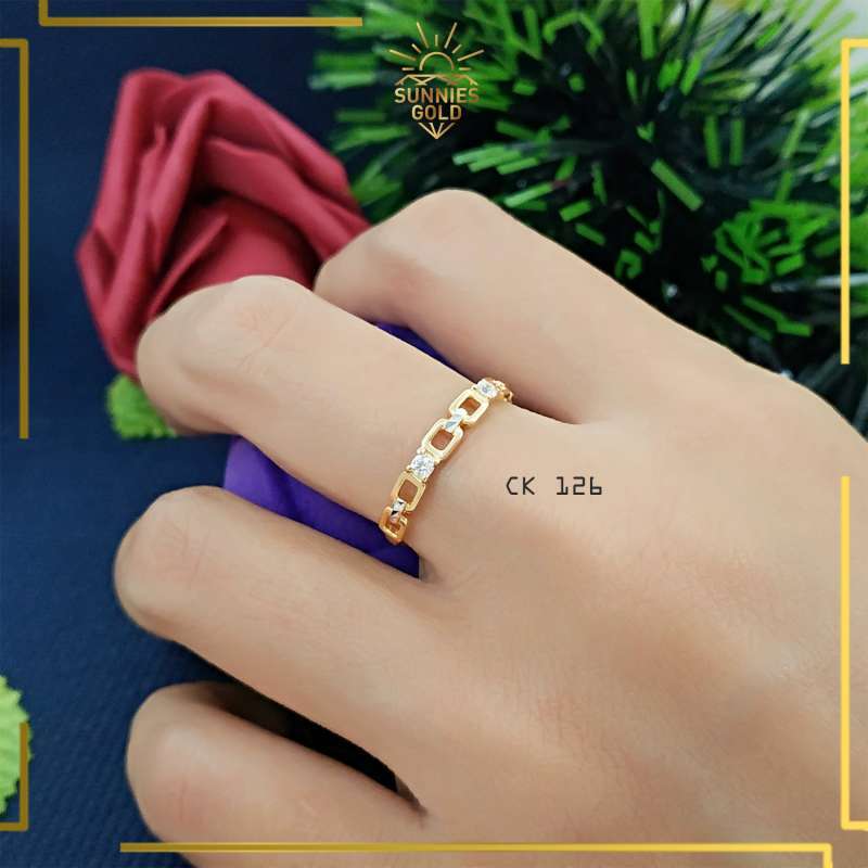 Jual Cincin Wanita Emas Asli Kadar 375/8k Cincin Model Variasi Rantai ...