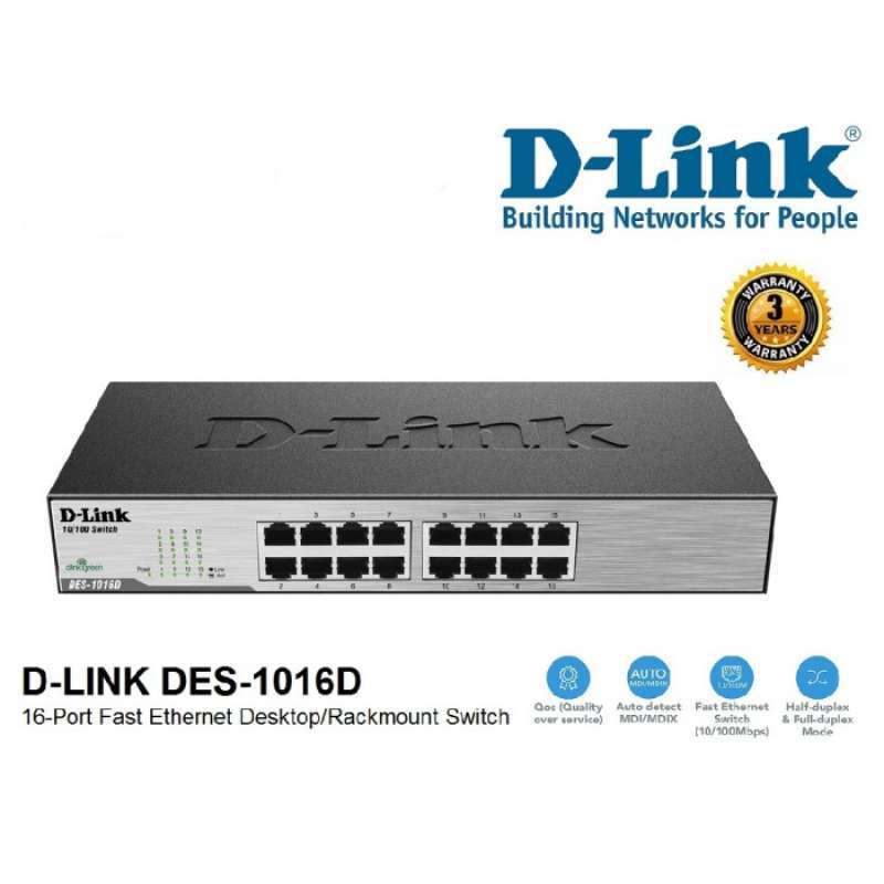 Promo Des-1016C / Des-1016D D-Link 16-Port 10/100 Mbps Unmanaged Switch ...