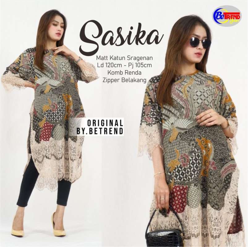 Promo SASIKA Baju Wanita Batik Dress Tunik Batik Mix Renda Premium ...