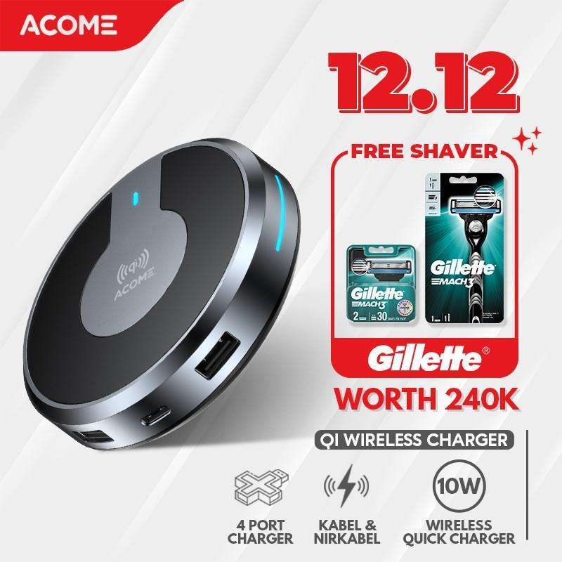 Jual ACOME Wireless Charging QI Quick Charge 10W 4 Port Garansi 1 Thn ...