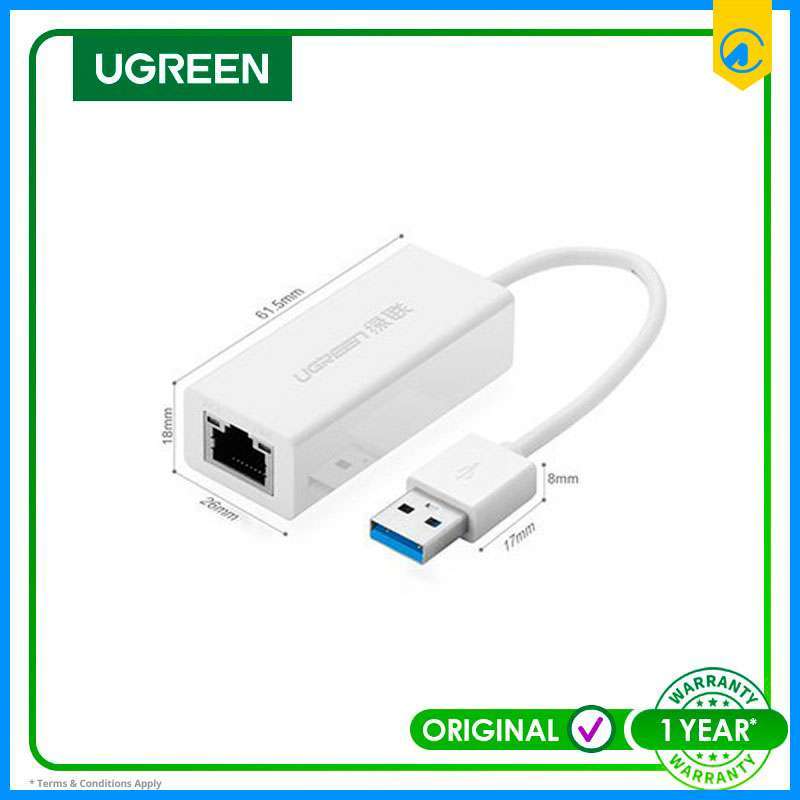 Jual Ugreen 20255 USB3.0 to RJ45 Gigabit Ethernet White di Seller Toko ...