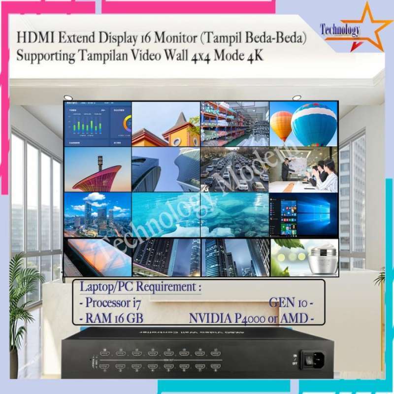 Jual 4K HDMI Extend Display 16 TV Tampil Beda-Beda Support Video Wall 4x4 - Normal Version di ...