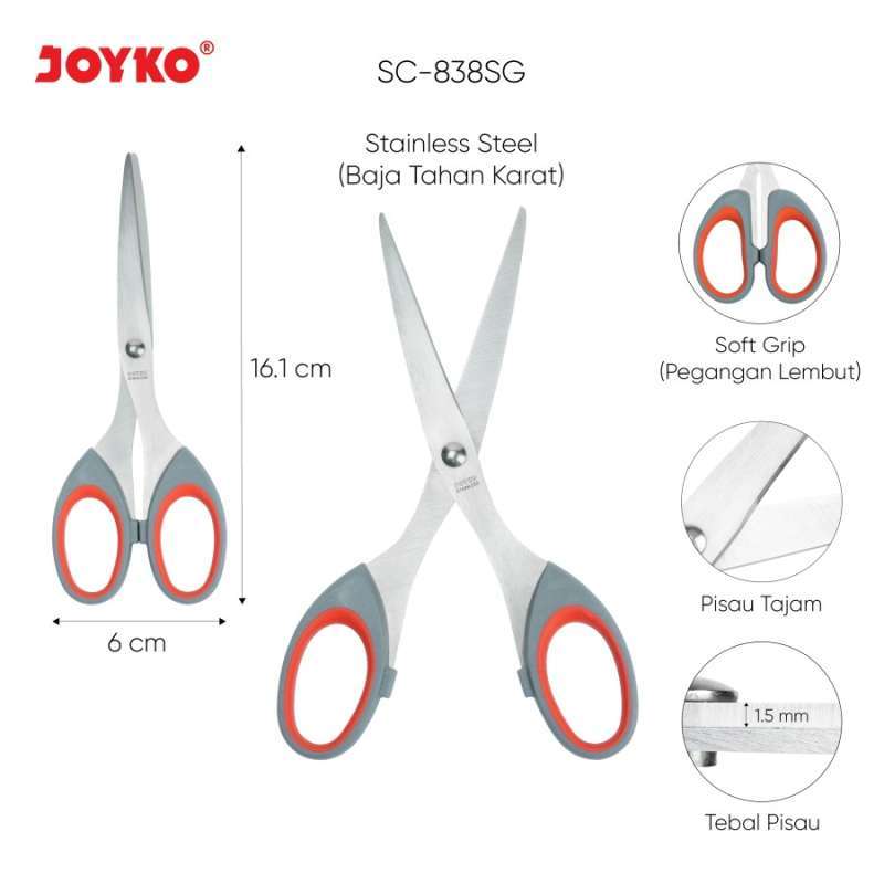 Jual Joyko Scissor SC-838 SG (Soft Grip) di Seller Bina Mandiri ...