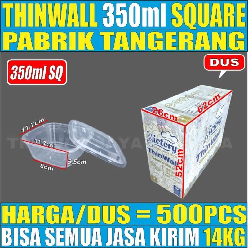 Promo Thinwall Square Sq 350ml Per Dus Food Container Box Tempat Kotak