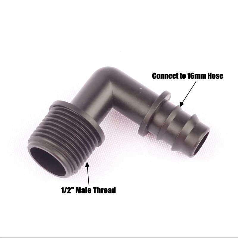 Jual Male Thread Connector Elbow 1/2 Inch Ke Selang Pe 16 Mm di Seller ...