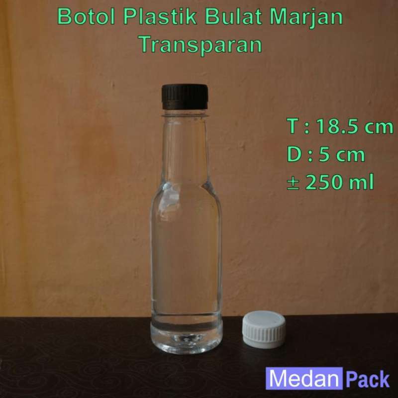 Jual Botol Plastik Bulat Transparan Marjan XC 250 ml per 12 pcs di ...