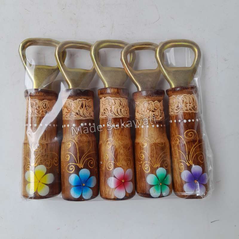 Jual Pembuka Botol kayu motif Botol lukis kerajinan tangan bukaan botol ...