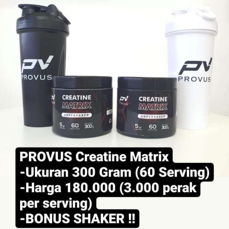 Jual PROVUS CREATINE MATRIX 300 GRAM 60 SERVINGS FREE SHAKER di Seller ...