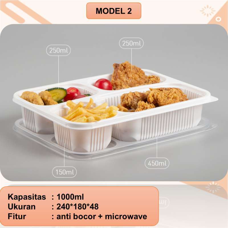 Jual Tempat Kotak Makan Box Mika Bento Sekat 4 Premium Quality Tahan ...