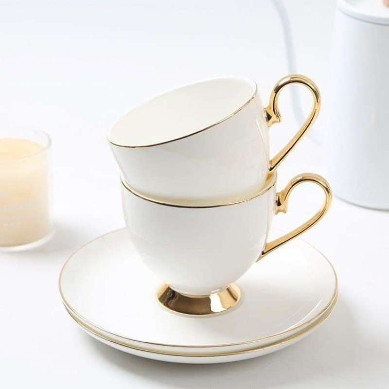 Jual Cangkir Kopi Keramik Putih Elegant Coffee Tea Cup Ceramic With ...